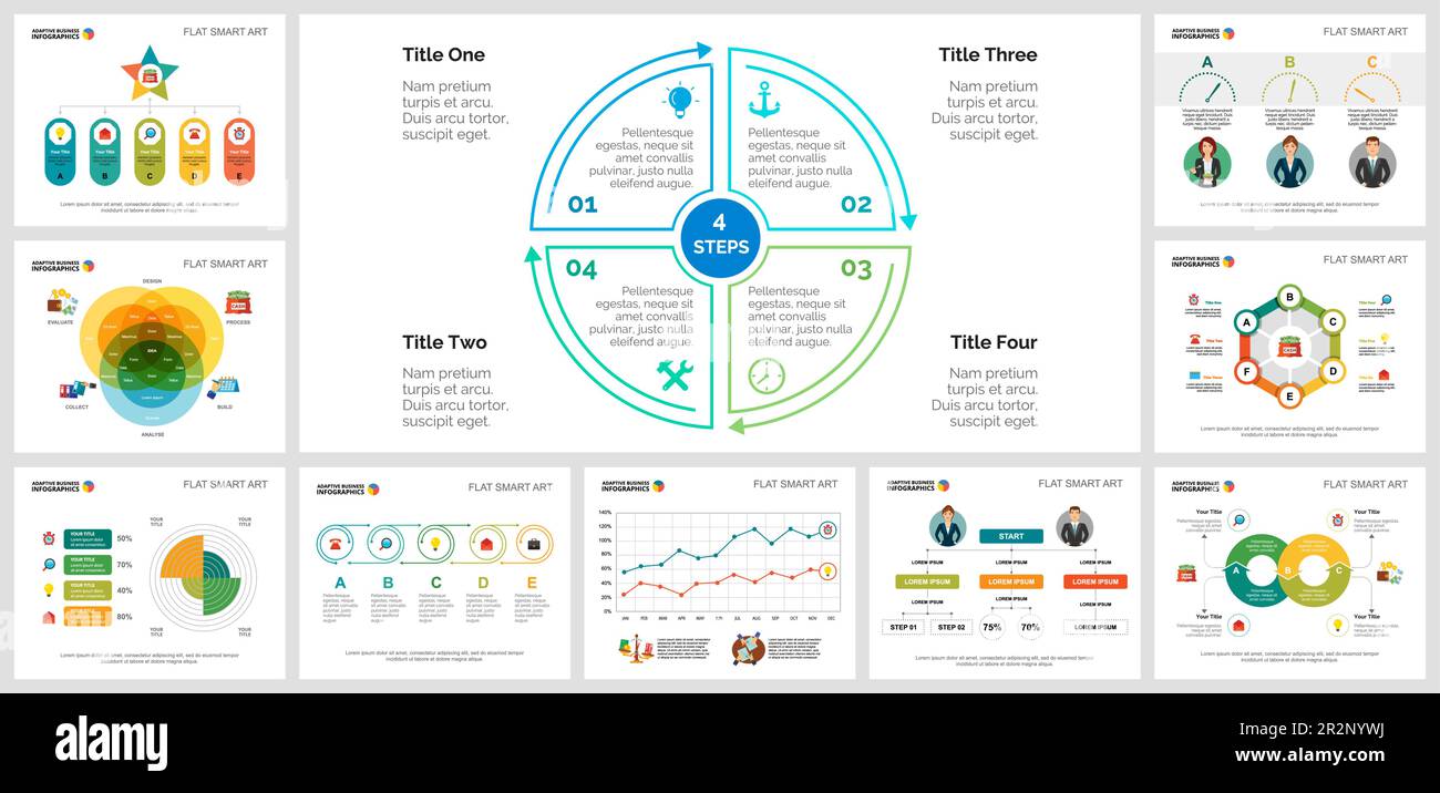 Colorful statistics or planning concept infographic charts set Stock ...