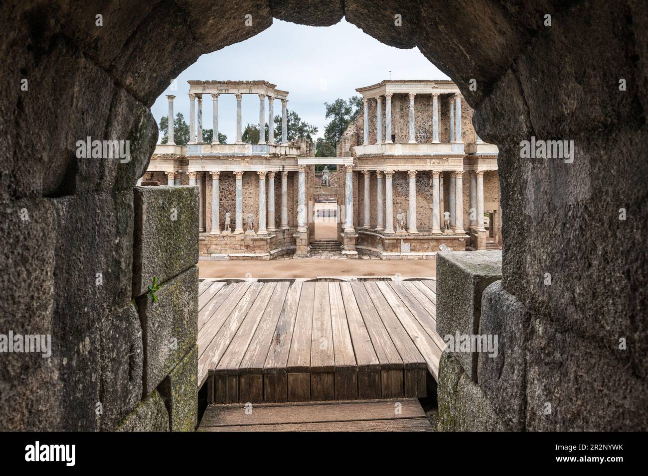 Roman Theatre of Merida in Extremadura, Spain. Built in the years 16 to ...