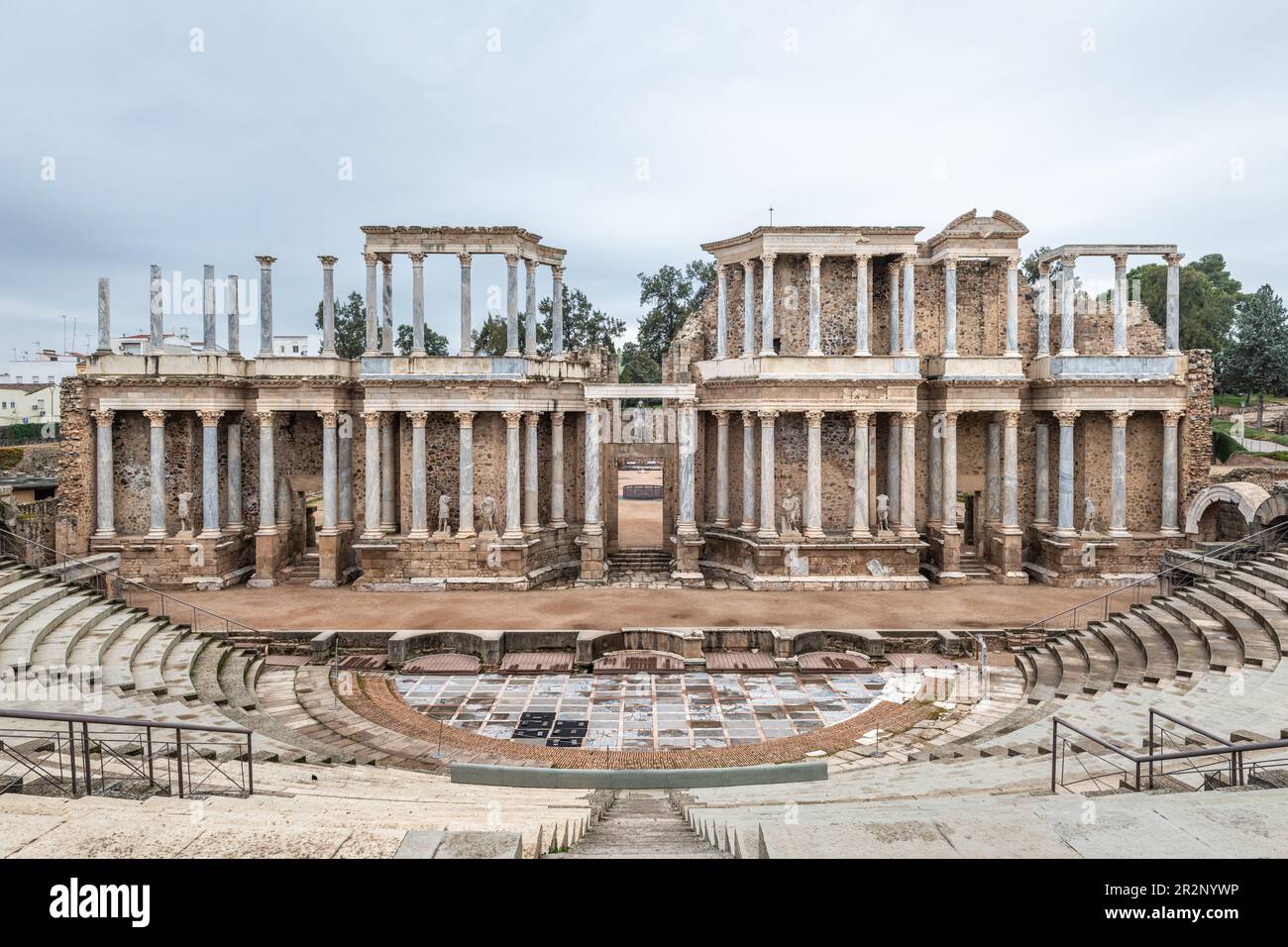 Wide-angle view of the Roman Theatre of Merida in Extremadura, Spain ...