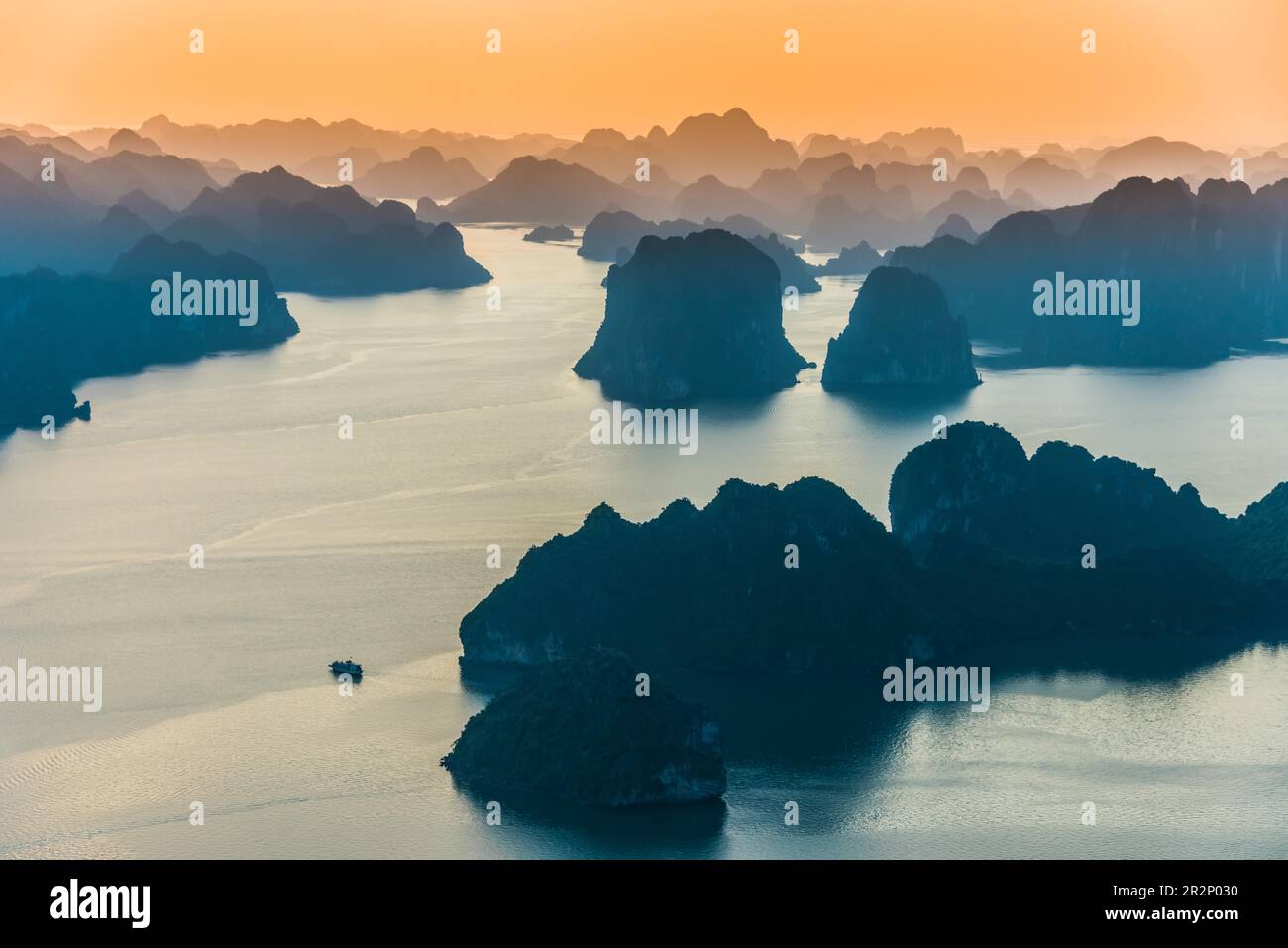 Aerial view of Ha Long Bay, Vietnam during sunset Stock Photo - Alamy