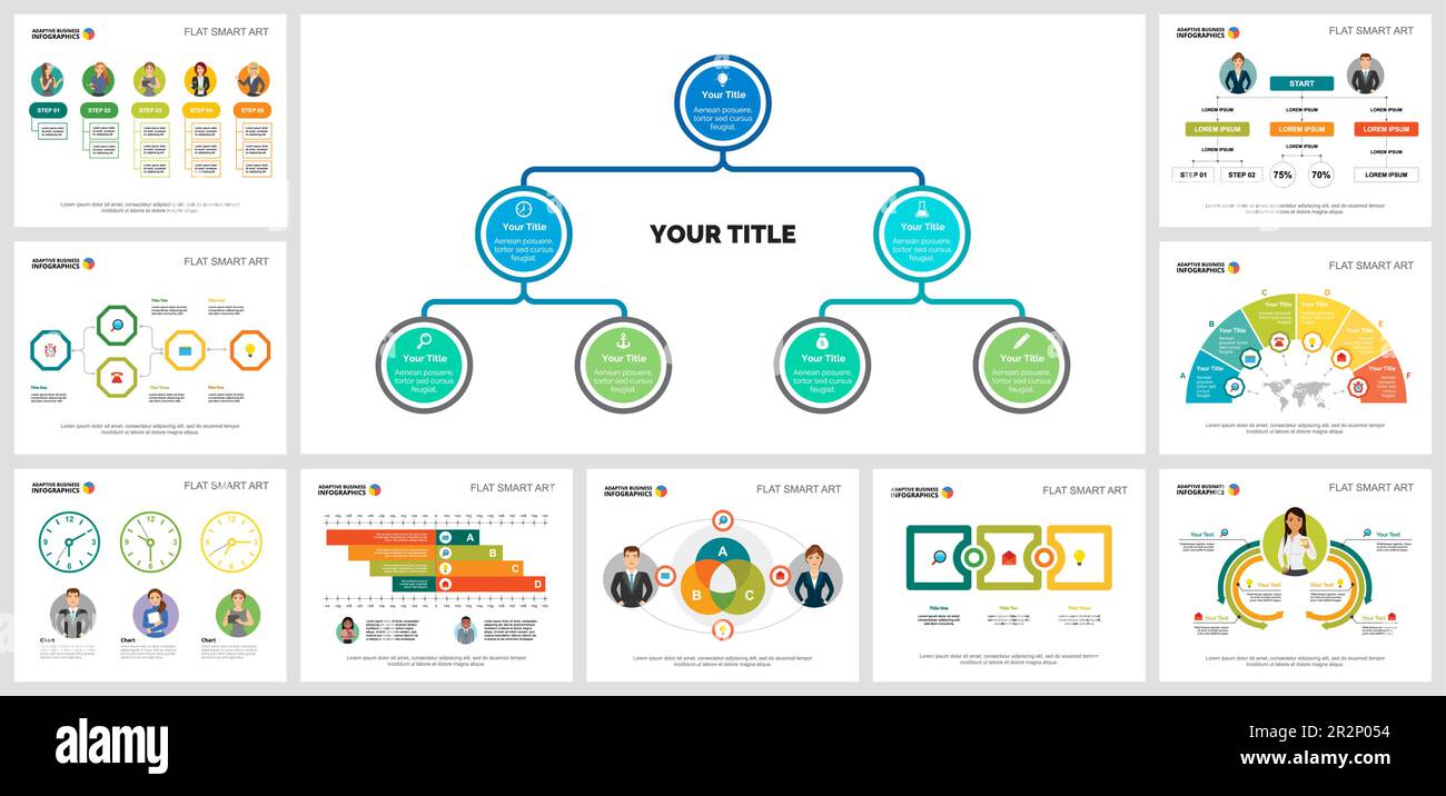 Colorful strategy or planning concept infographic charts set Stock ...