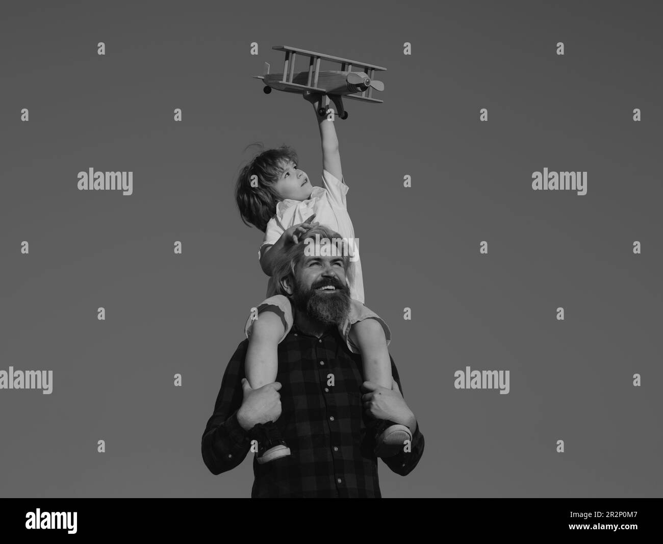 Father son enjoying outdoor Black and White Stock Photos & Images - Alamy