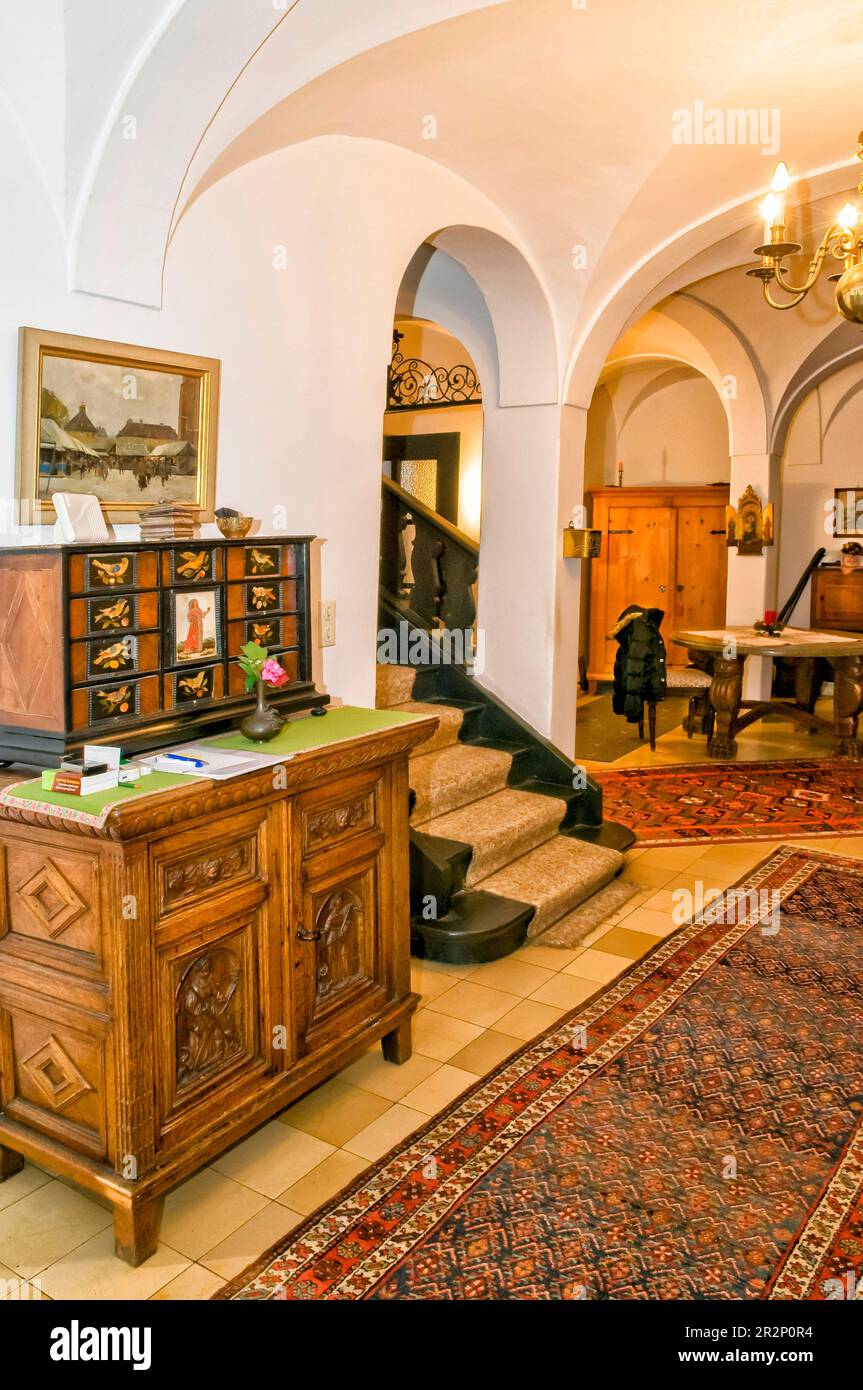 Corridor, hallway, staircase, old house, from 1920s, old age, interior ...