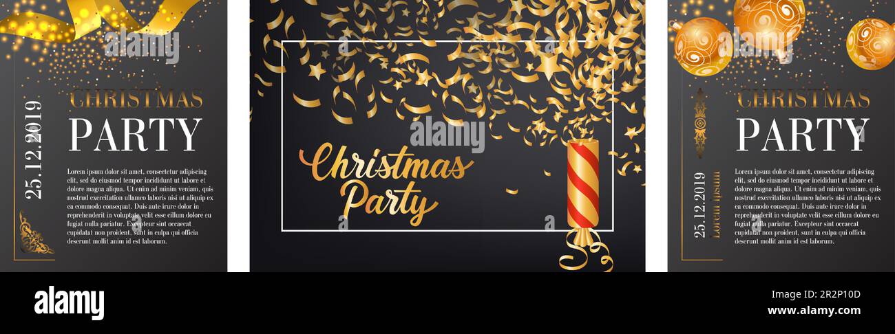 Christmas Party announcement poster set with text sample Stock Vector ...