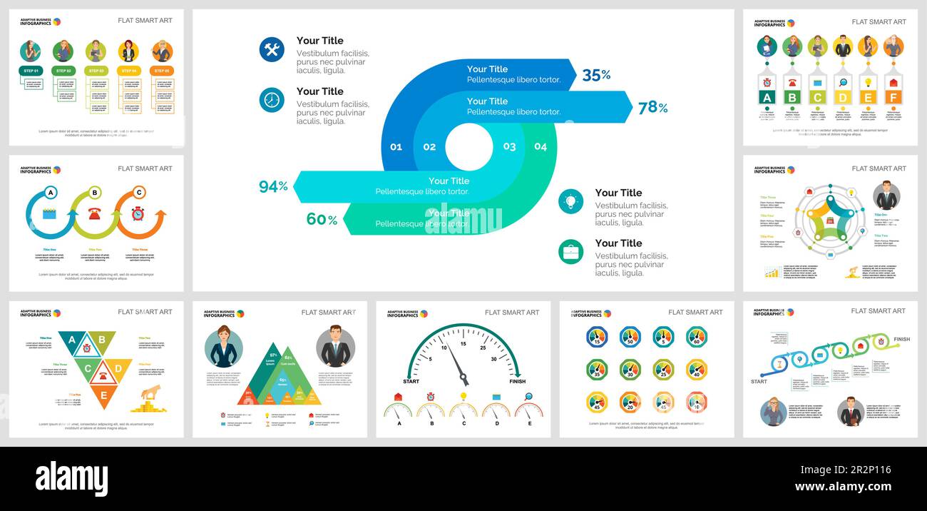 Colorful planning or startup concept infographic charts set Stock ...