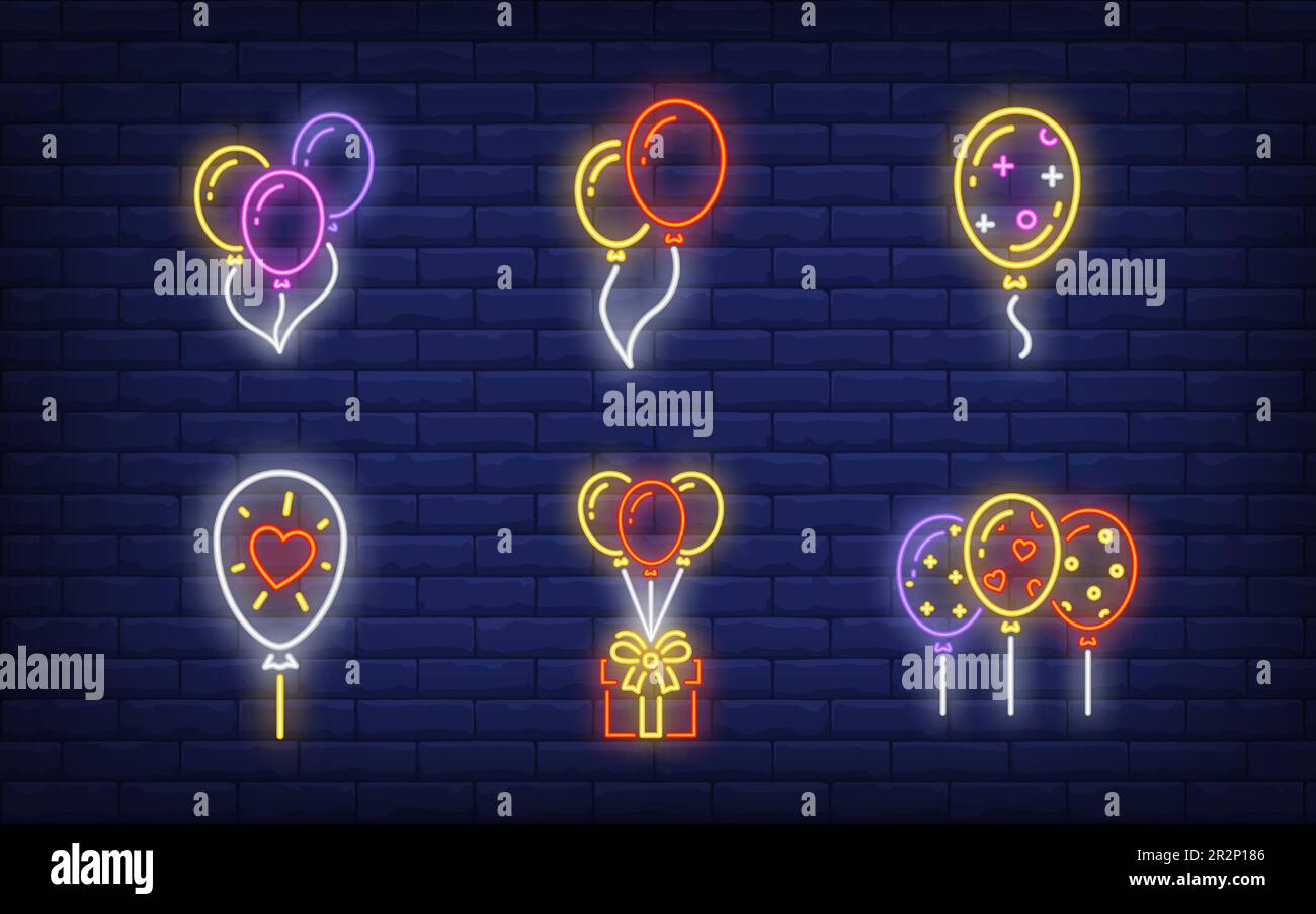 Balloons neon sign set Stock Vector Image & Art - Alamy