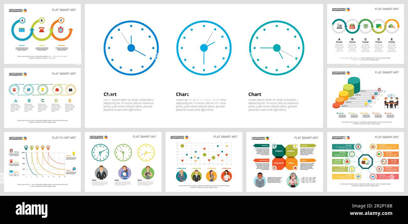 Colorful workflow or teamwork concept infographic charts set Stock ...