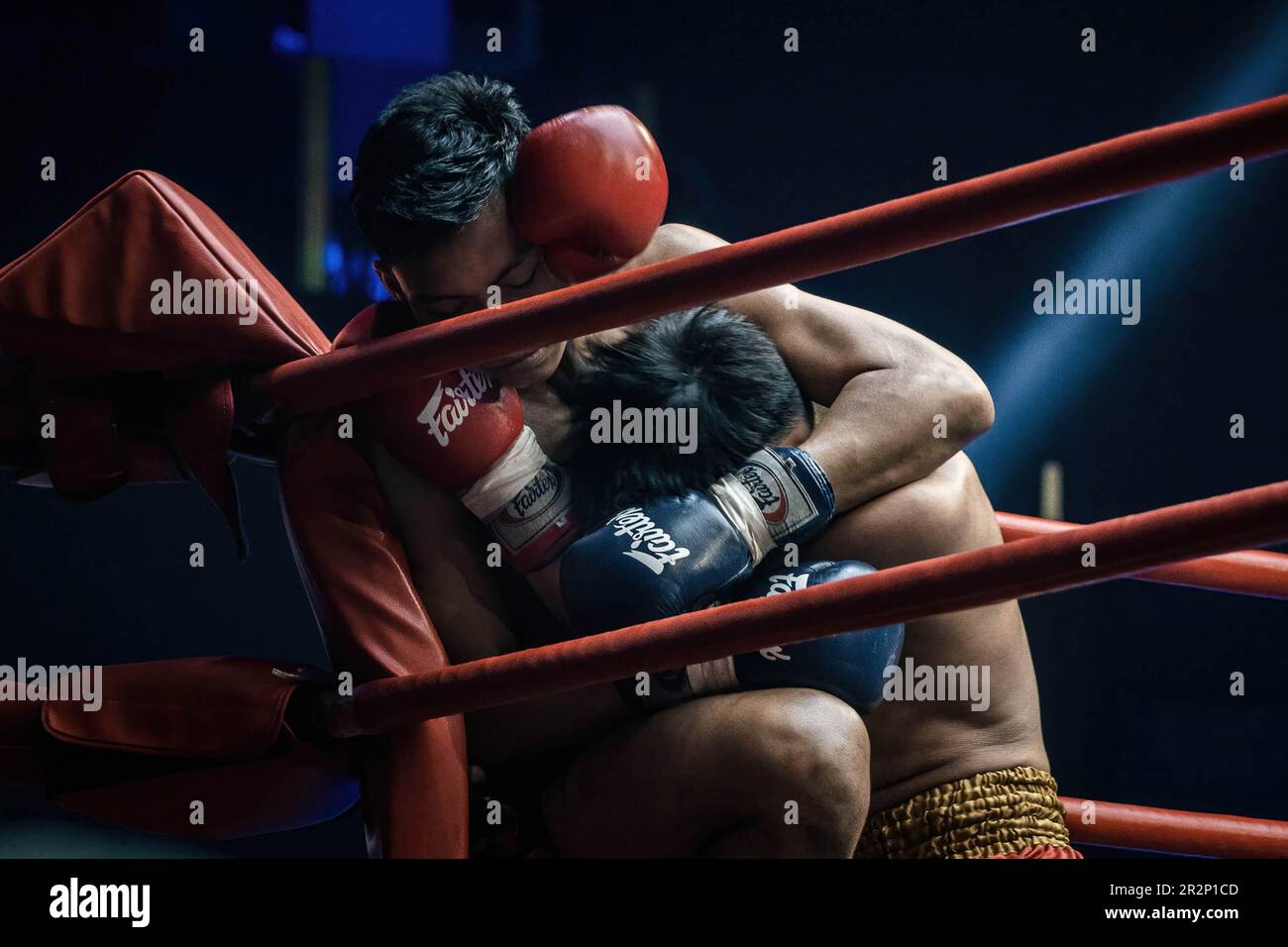 Muay Thai Boxers Seen During A Fight At Bangkokís Rajadamnern Stadium