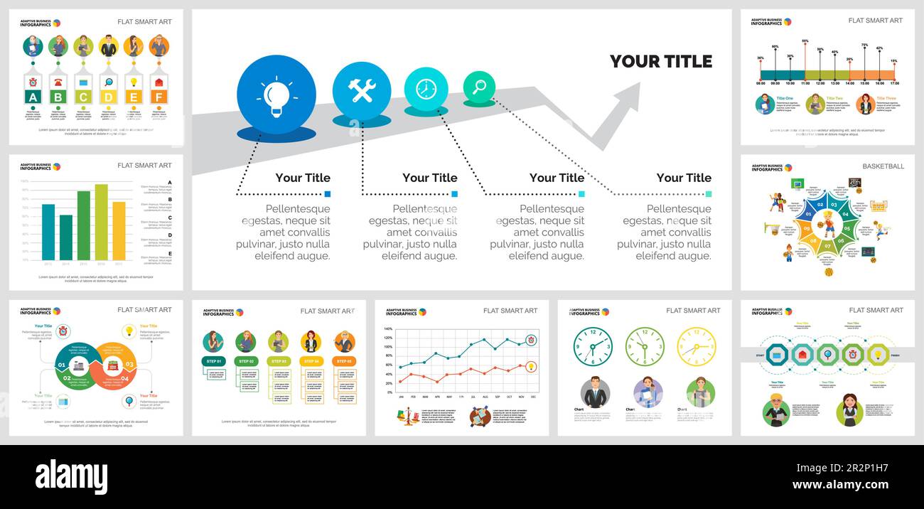 Colorful diagrams set for presentation slide templates Stock Vector ...