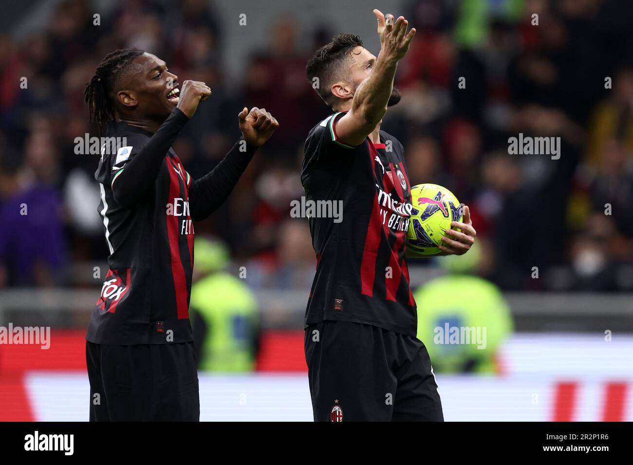 Milano, Italy. 20th May, 2023. Olivier Giroud of Ac Milan and Rafael ...