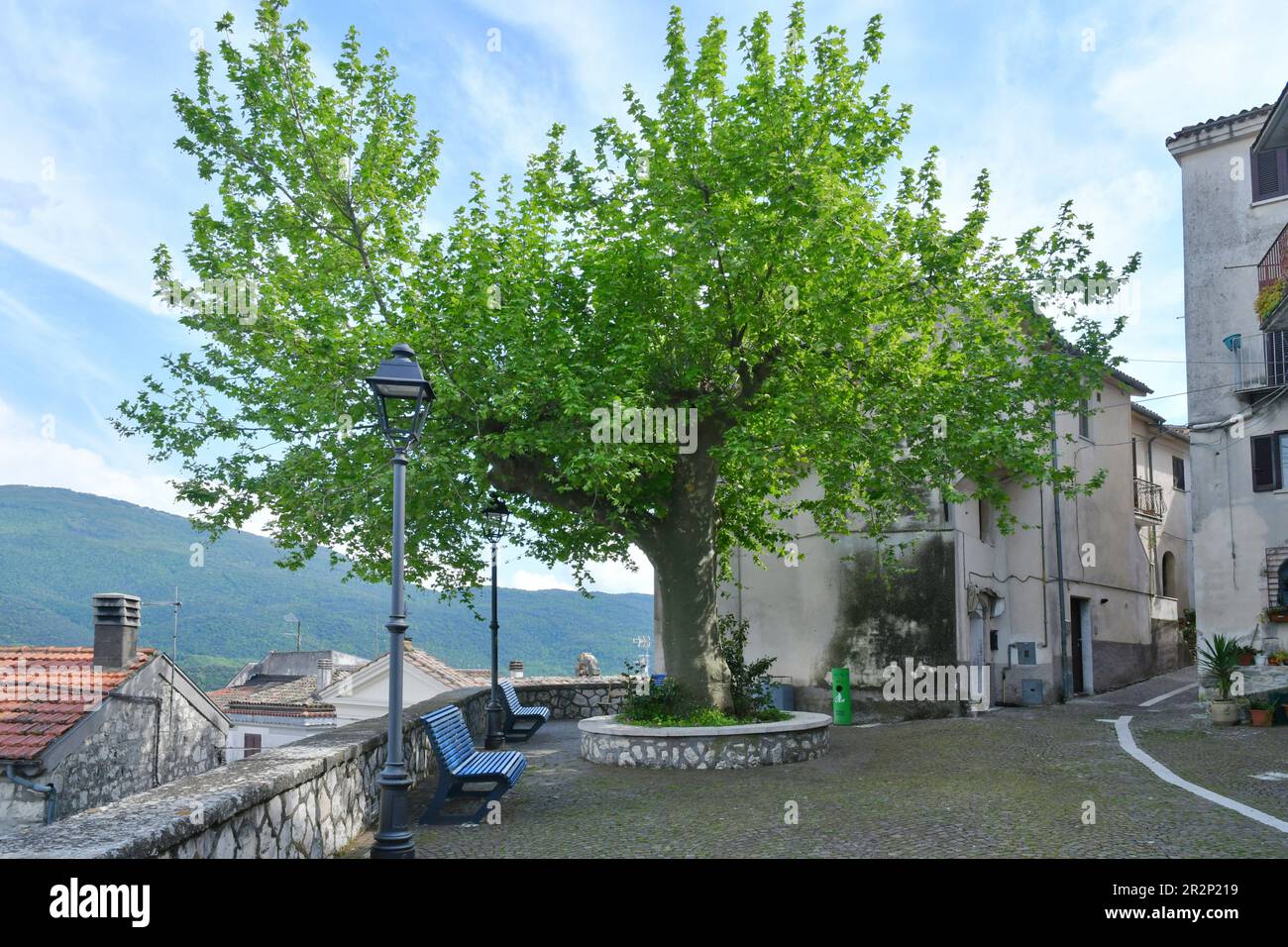 A narrow street of Macchia d'Isernia, a medieval village in the ...