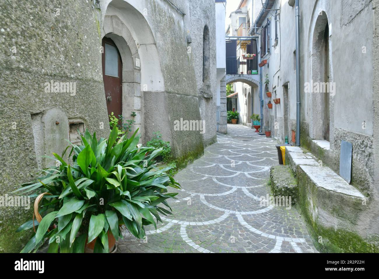 A narrow street of Macchia d'Isernia, a medieval village in the ...