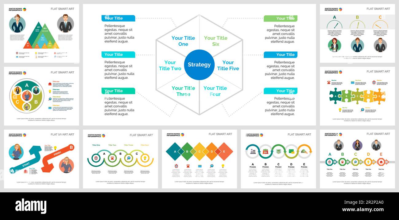 Colorful workflow or strategy concept infographic charts set Stock ...