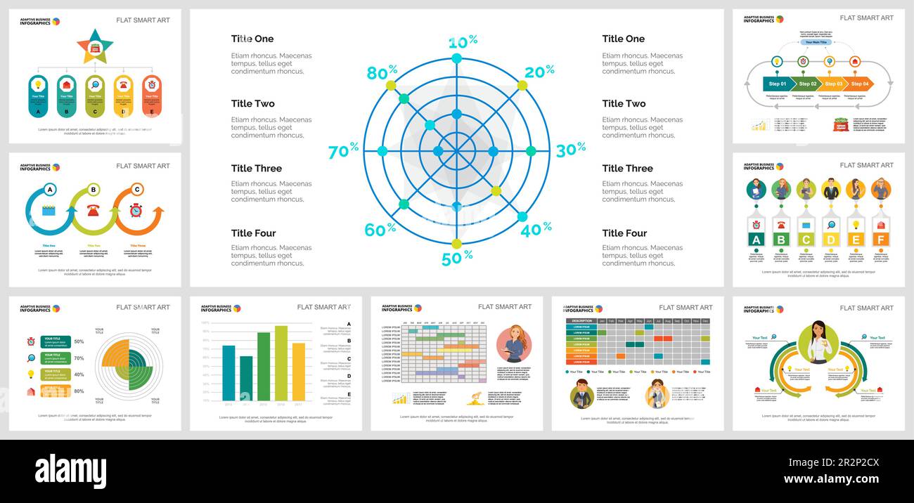 Colorful planning or strategy concept infographic charts set Stock ...