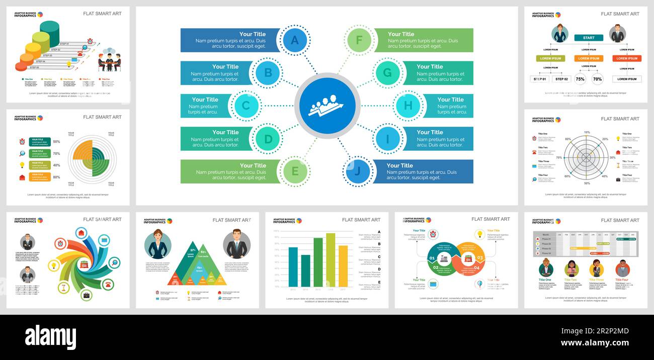 Colorful analytics or planning concept infographic charts set Stock ...