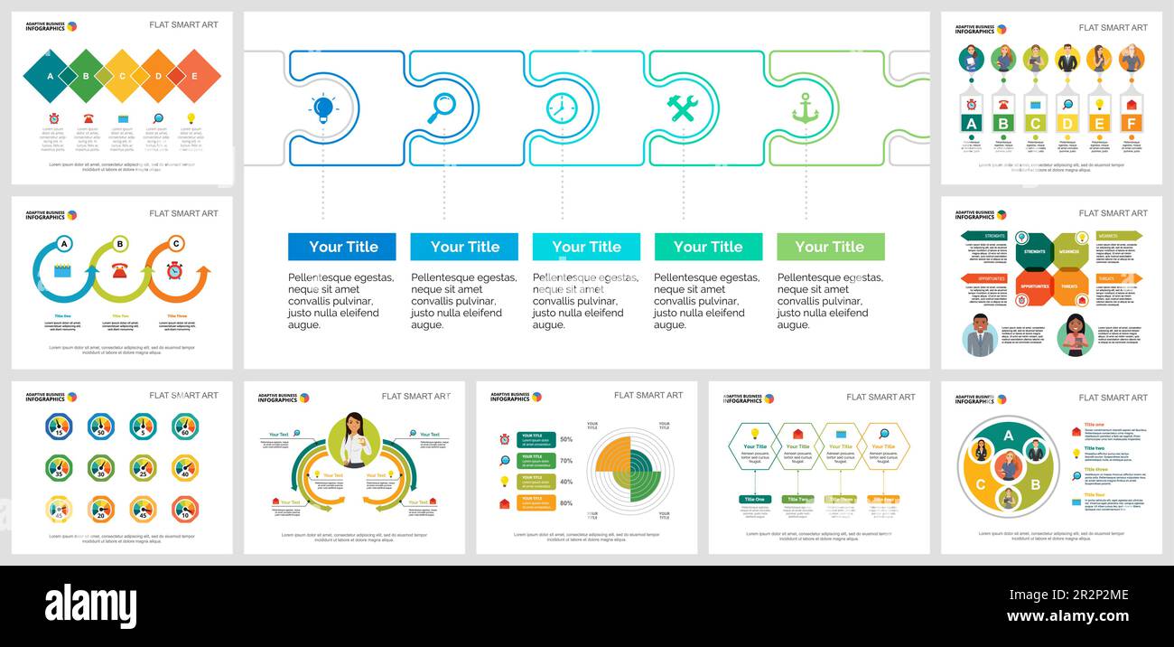 Colorful research and planning infographic charts set Stock Vector ...
