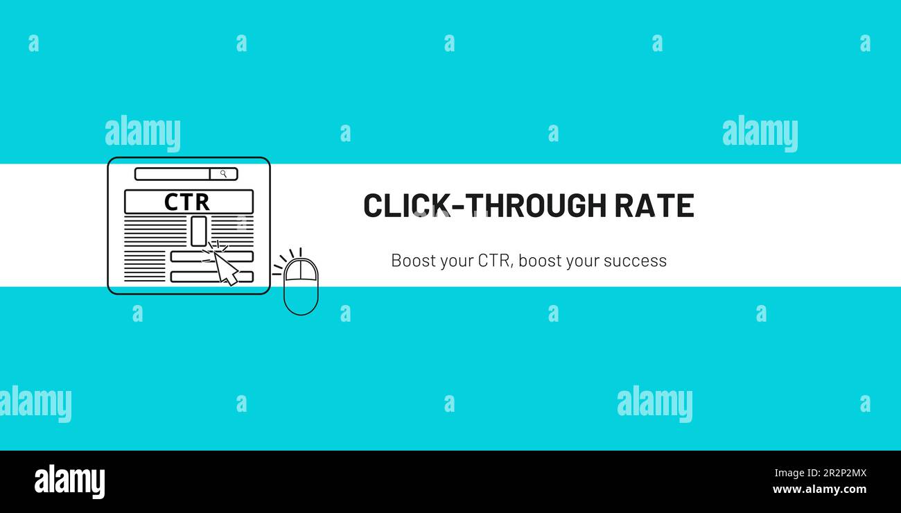 Click-Through Rate Banner on White and Blue Background. Stylish CTR ...