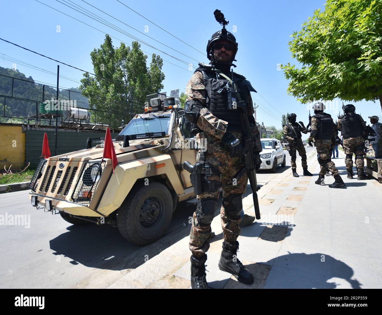 Srinagar, India. 20th May, 2023. A CRPF Quick Action Team (QAT ...