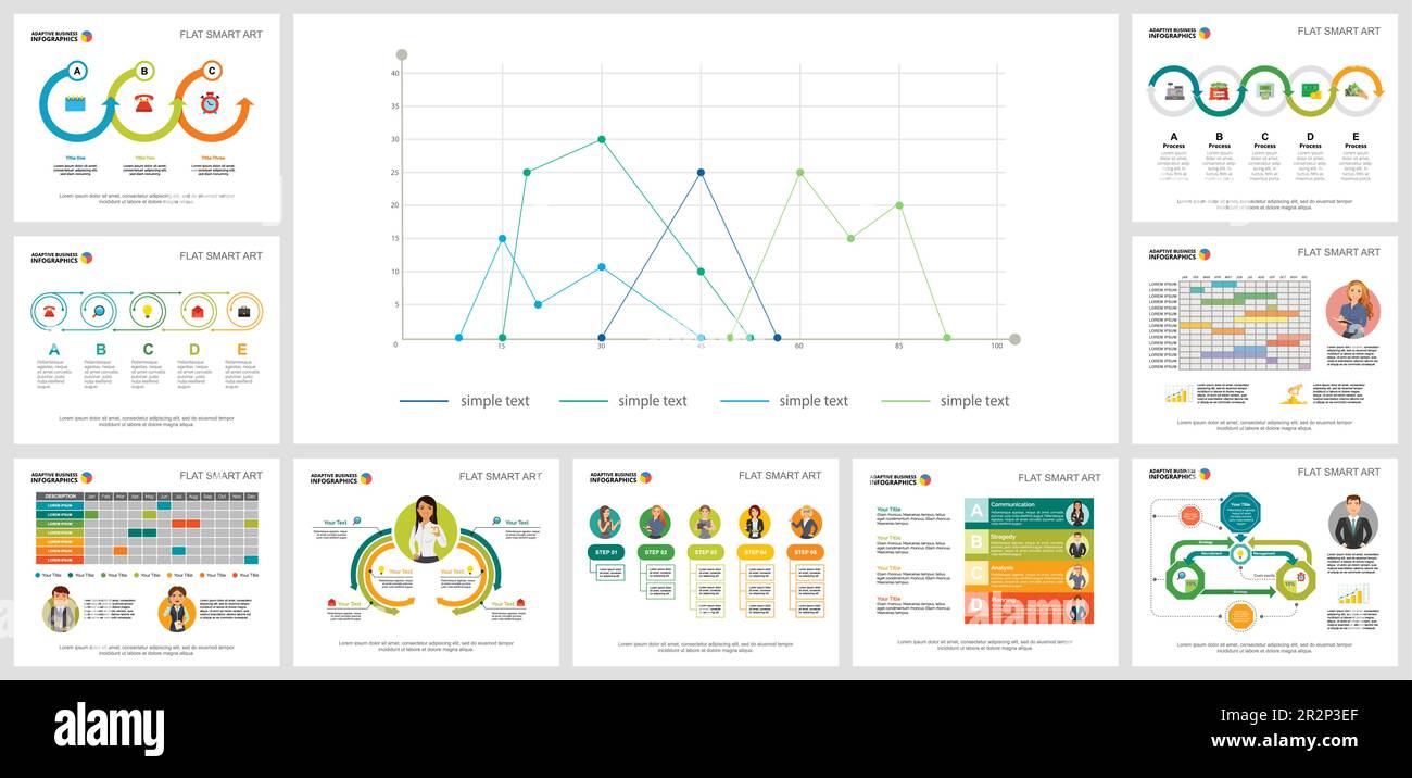 Colorful marketing or production concept infographic charts set Stock ...