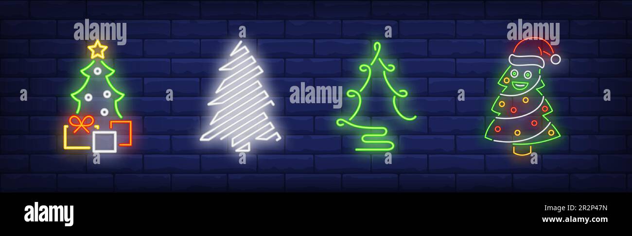 Illuminated christmas trees Stock Vector Images - Alamy