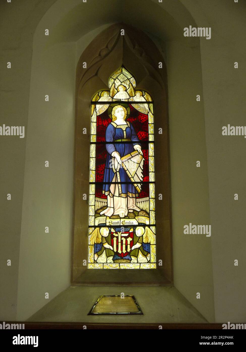Stained glass window dedicated to St Cecilia, in memory of Cecilia ...