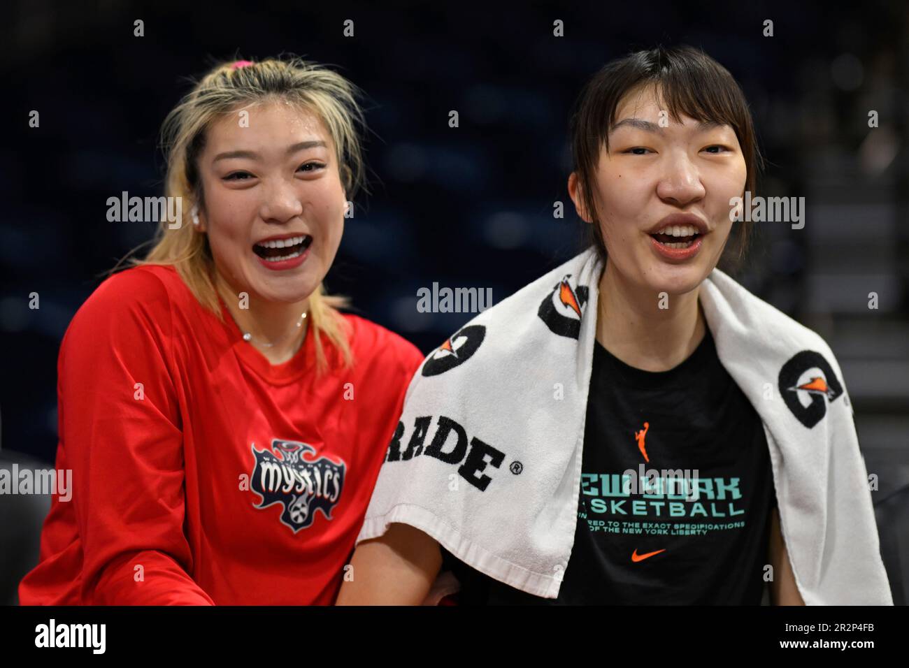Washington Mystics guard Lei Meng and New York Liberty center Han Xu ...