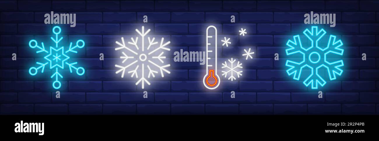 Snowfall neon sign set Stock Vector Image & Art - Alamy