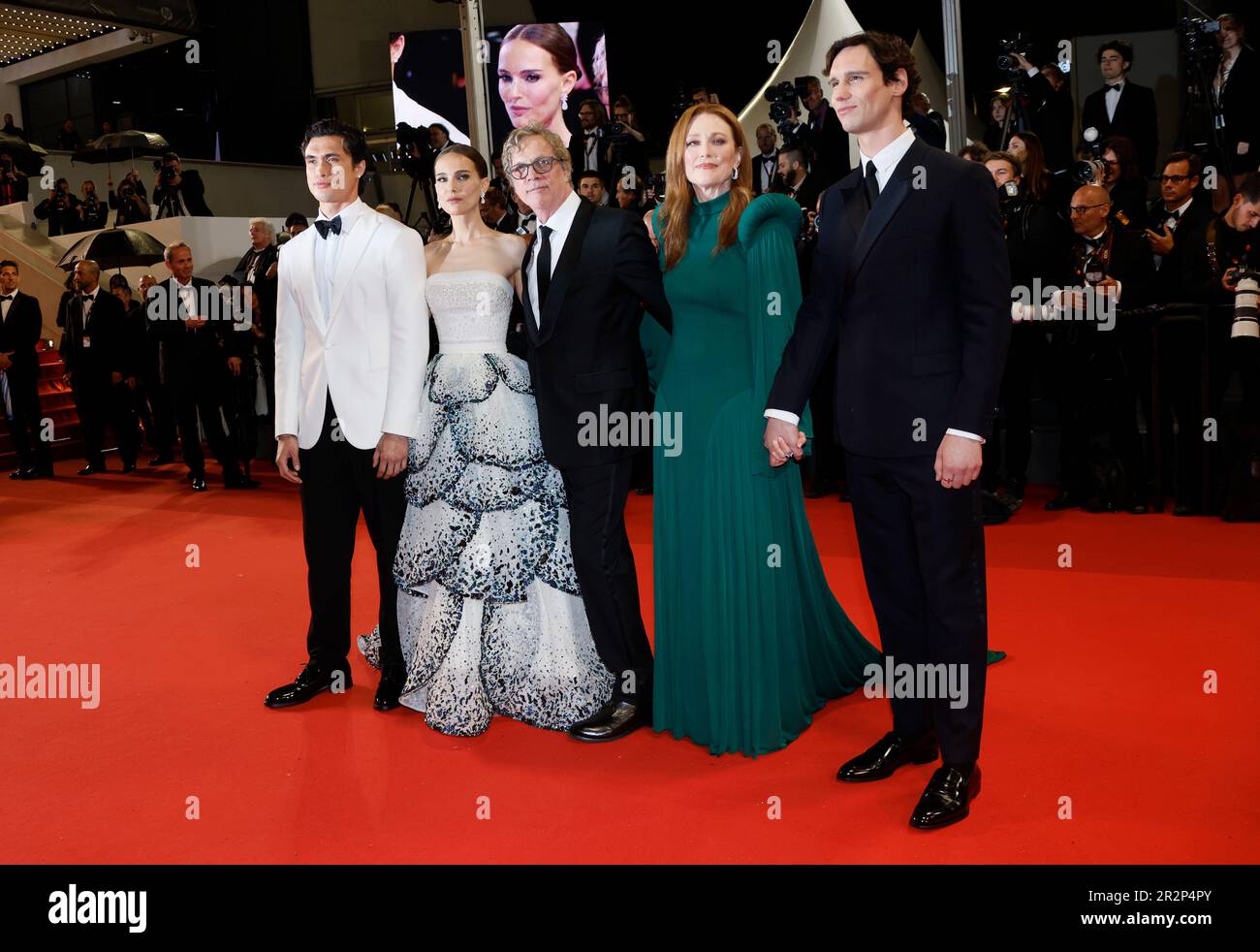 Charles Melton, from left, Natalie Portman, director Todd Haynes, Julianne Moore and Cory ...