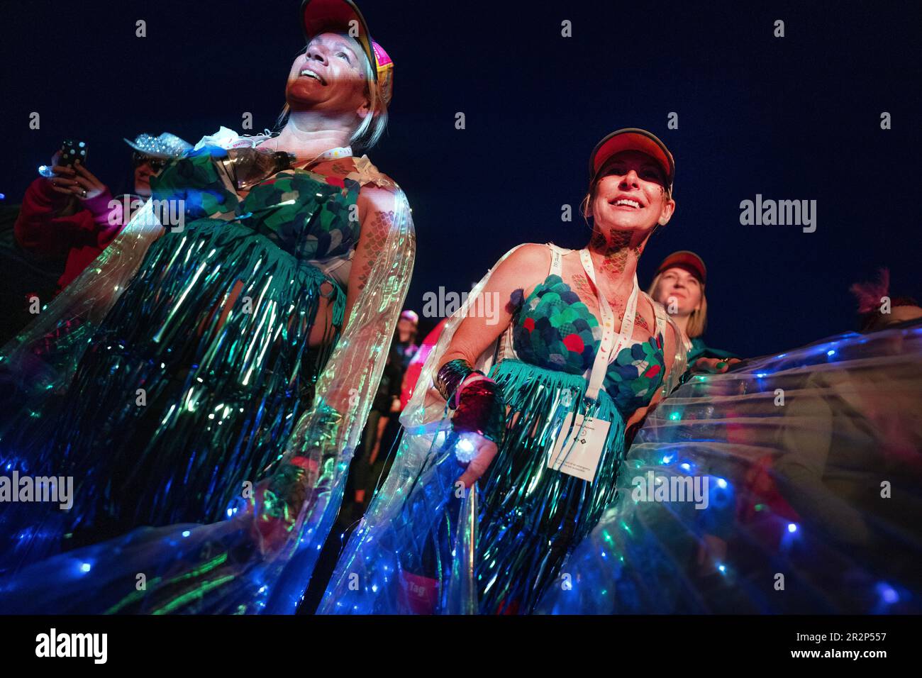 Walkers gather at the start of Moonwalk London 2023, in Clapham Common ...