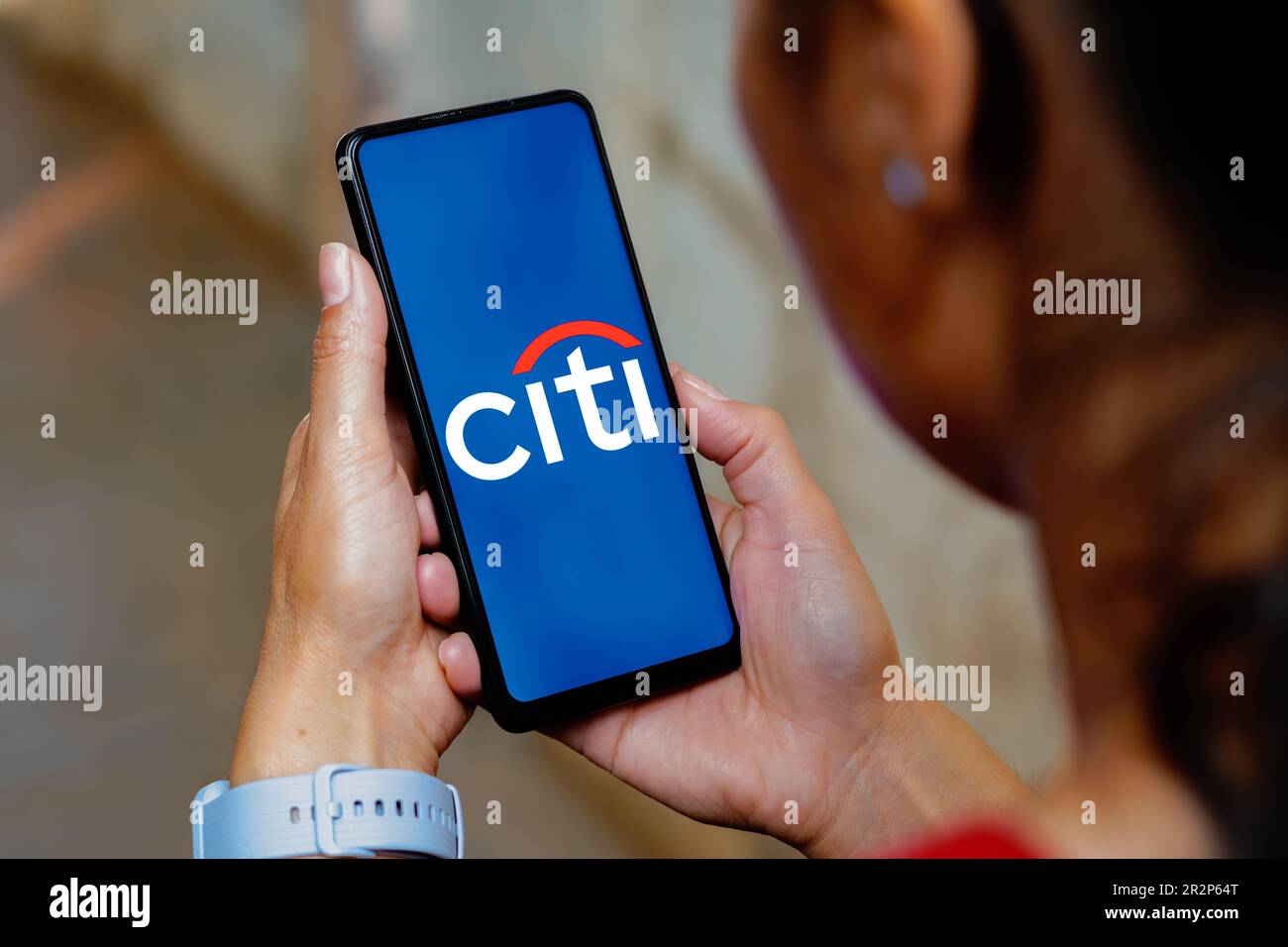 In this photo illustration, the Citi logo is displayed on a smartphone ...