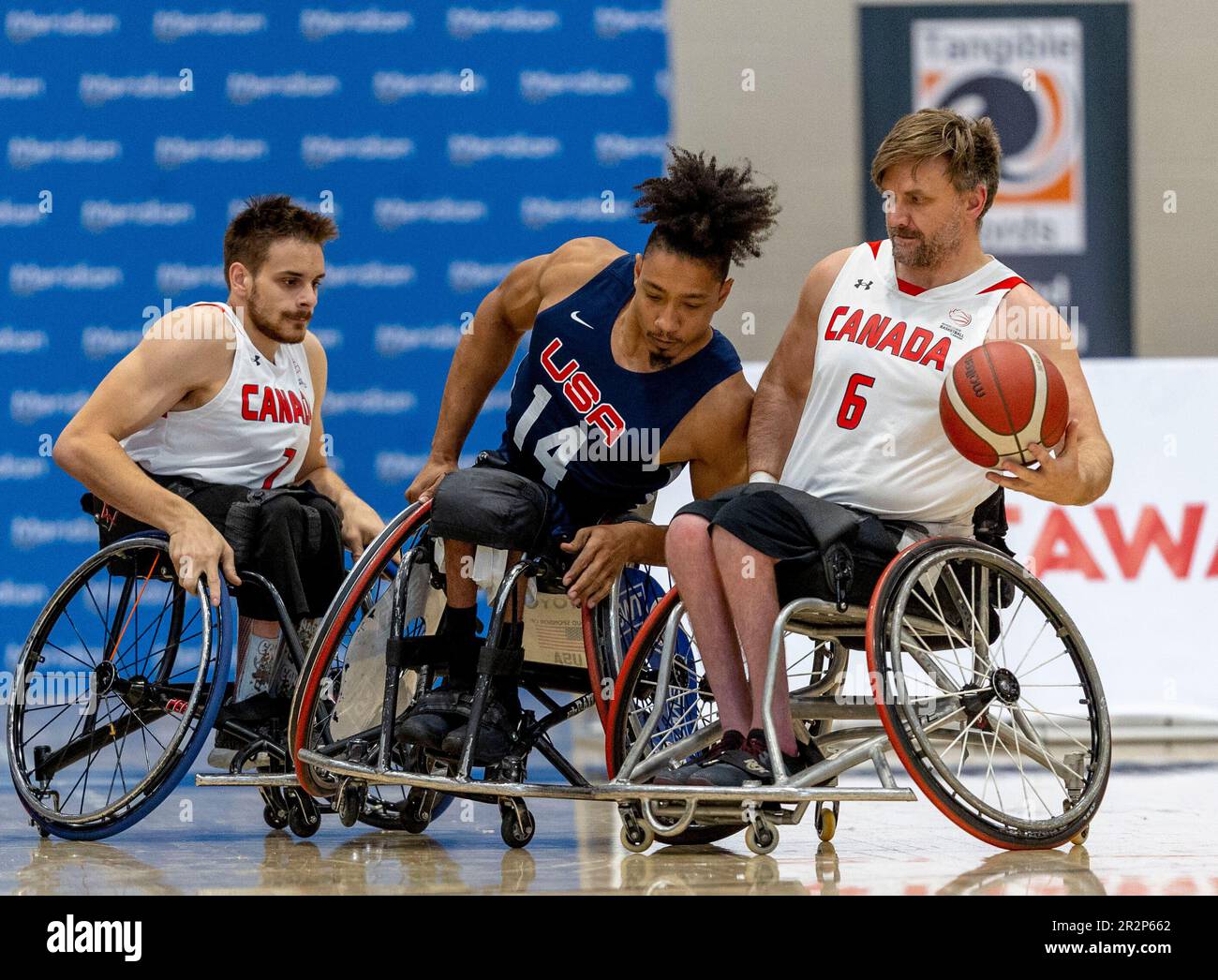 Ottawa, Canada. 20 May 2023. Correy Rossi (14) of Team USA and ]c6 in a ...