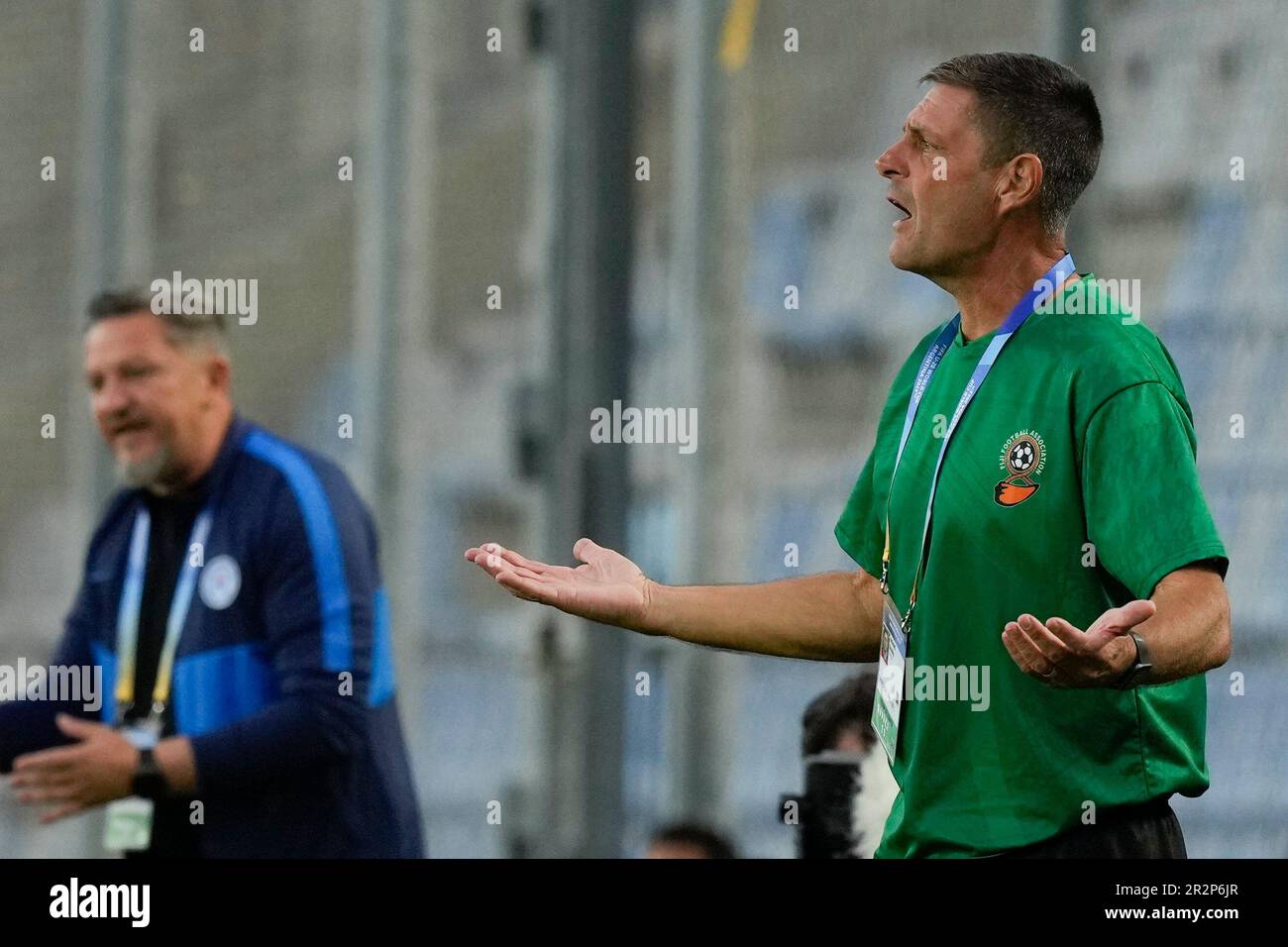 Fiji coach Bobby Mimms reacts during a FIFA U-20 World Cup Group B ...