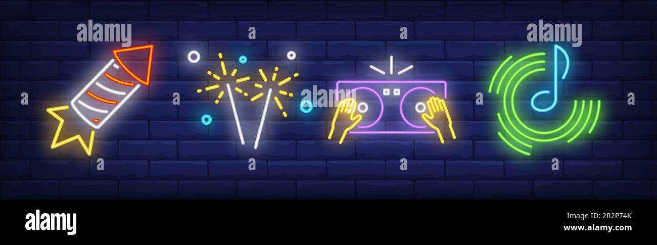 Party neon sign set Stock Vector Image & Art - Alamy