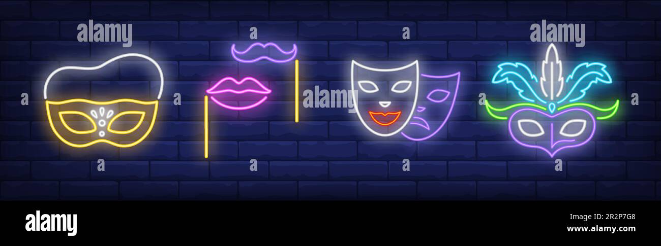 Neon theater masks hi-res stock photography and images - Alamy