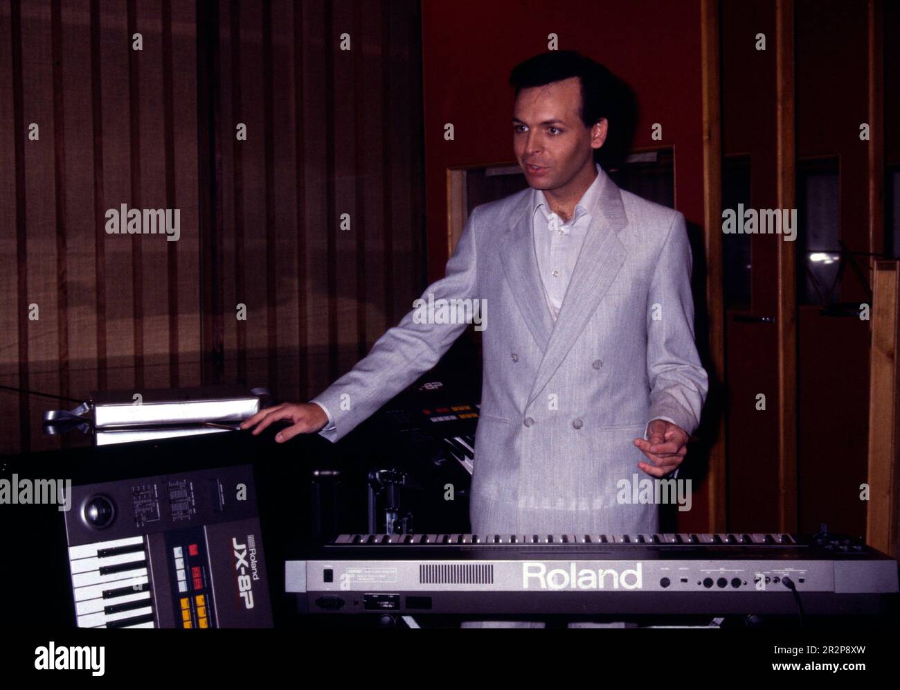 English musician Gary Numan in his London studio in 1989 Stock Photo ...