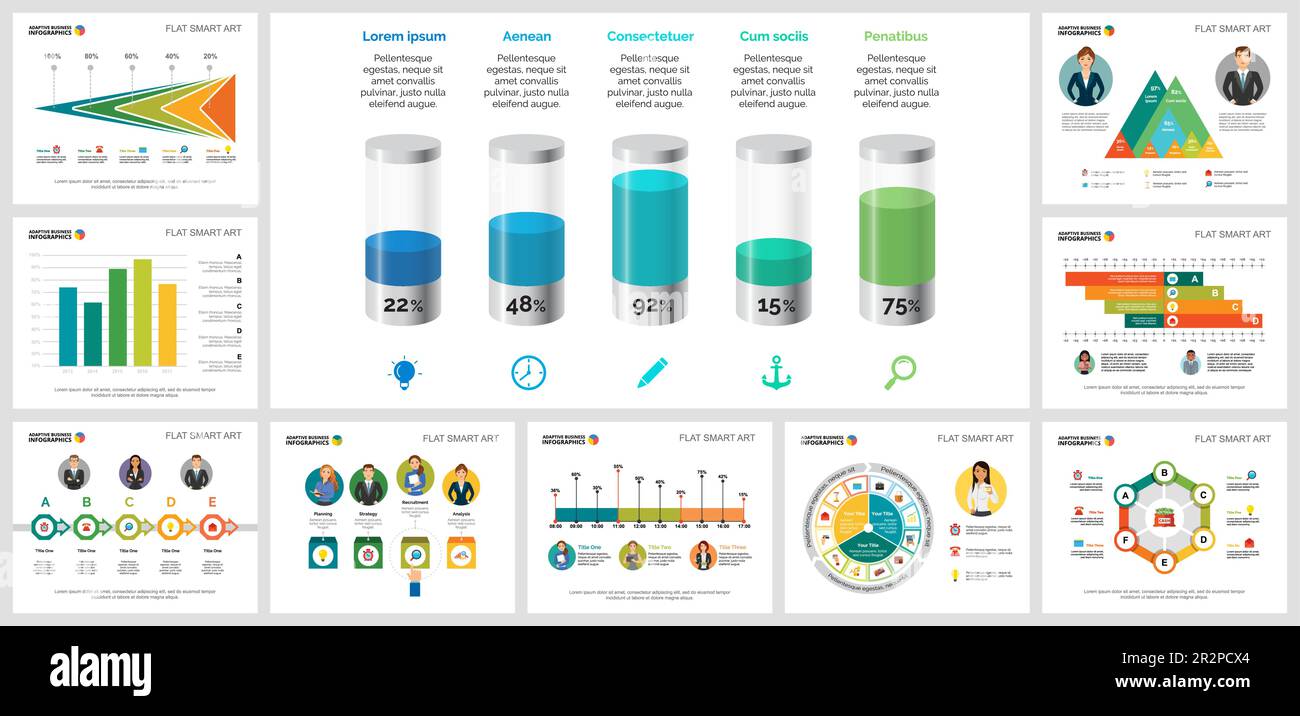 Colorful economy or research concept infographic charts set Stock ...