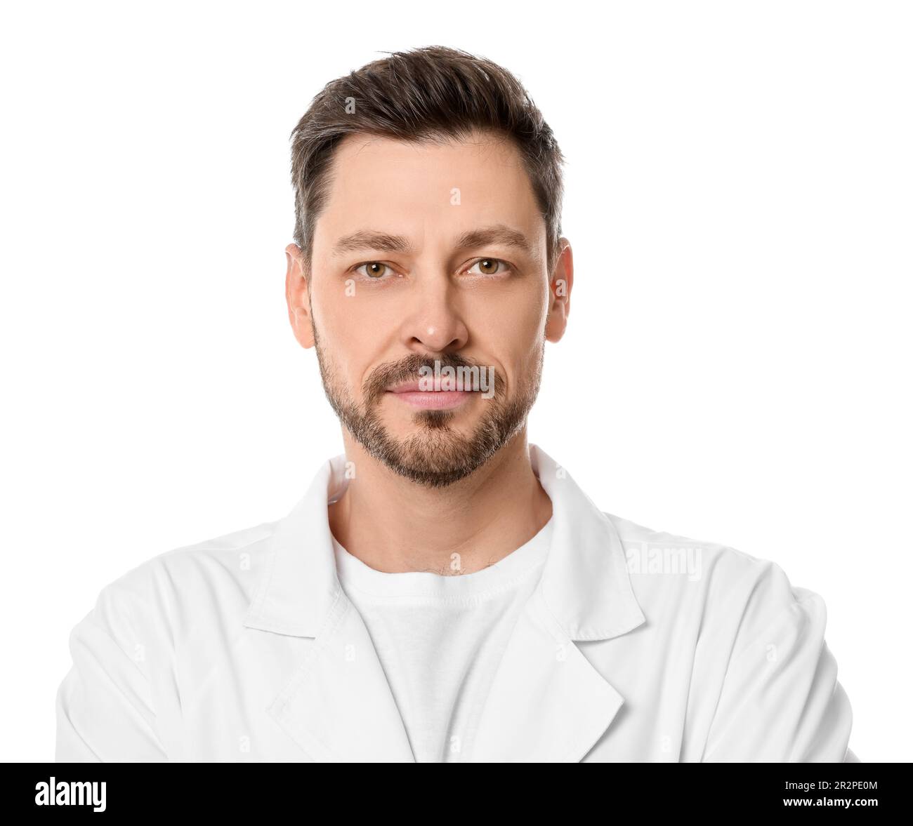 Doctor or medical assistant (male nurse) in uniform on white background ...