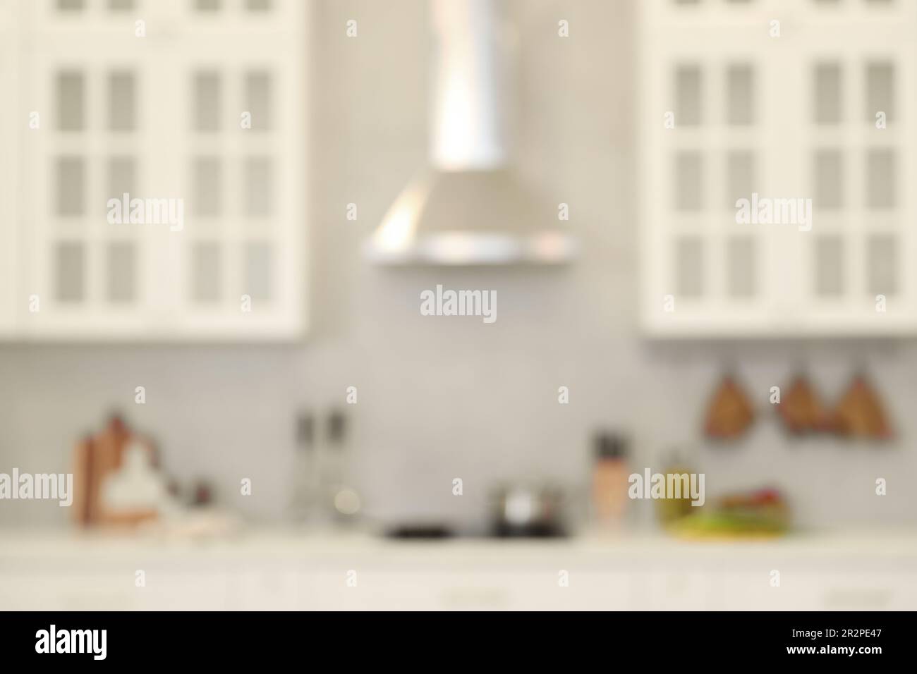 Blurred view of modern kitchen. Interior design Stock Photo - Alamy