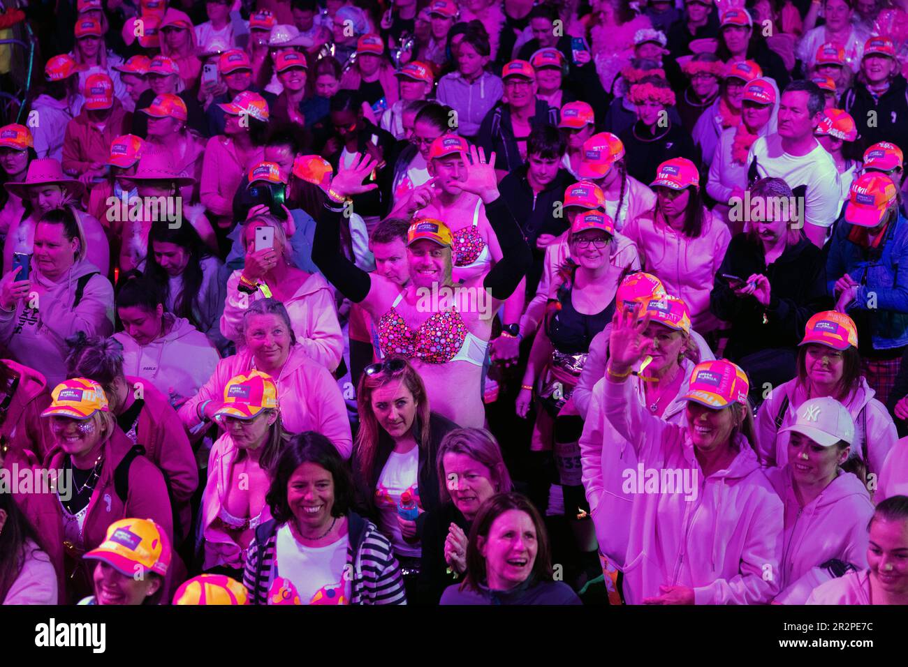 Walkers in fancydress cross the starting line of Moonwalk London 2023 ...