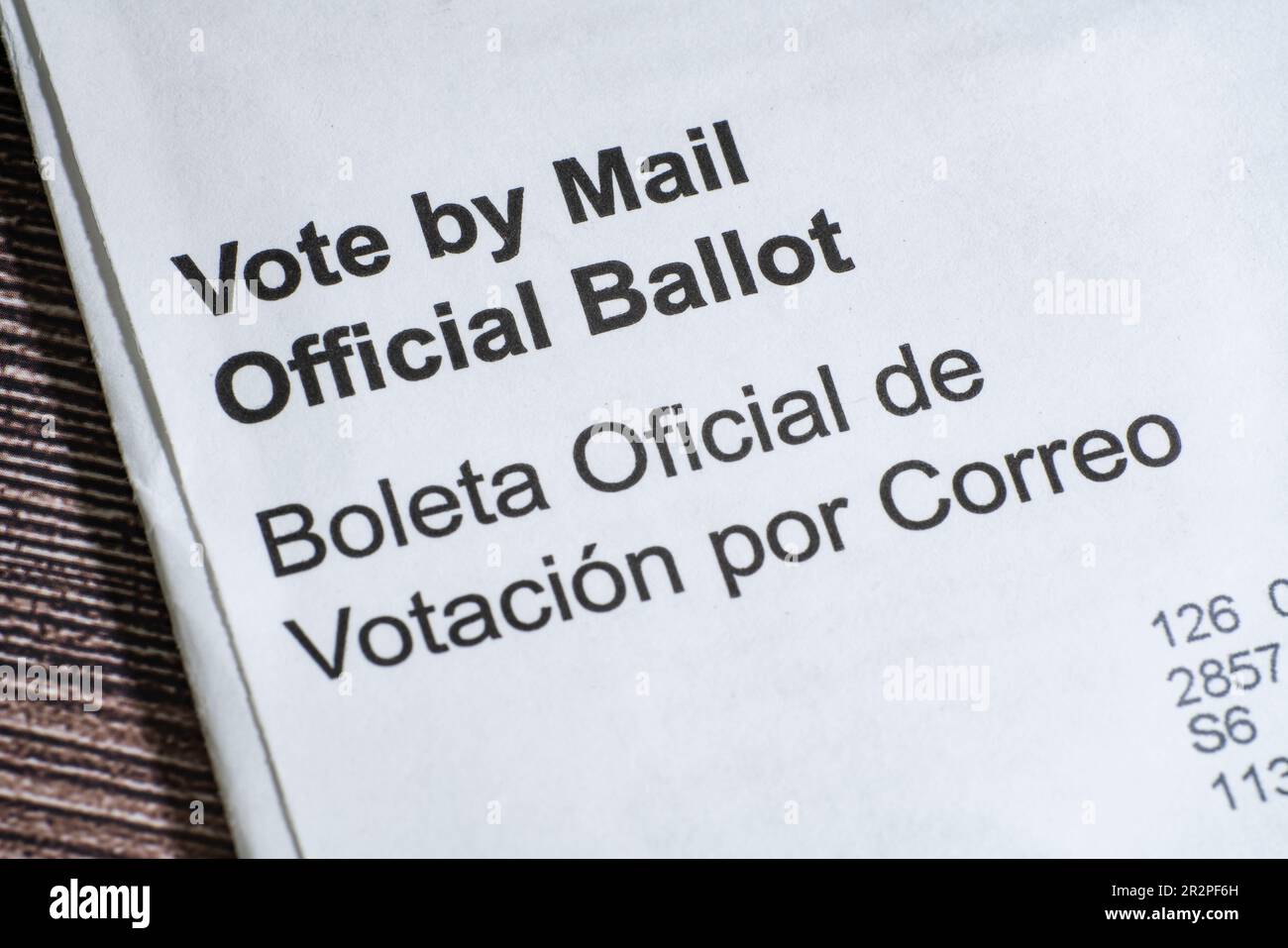 Vote by Mail Official ballot notice in english and spanish Stock Photo ...