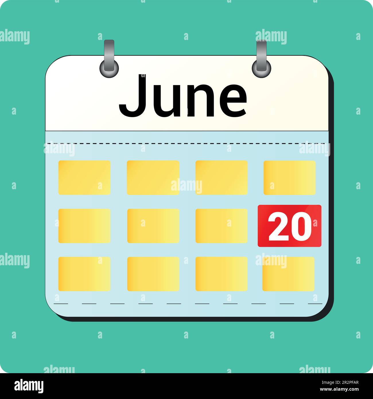 calendar vector drawing, date June 20 on the page Stock Vector Image ...
