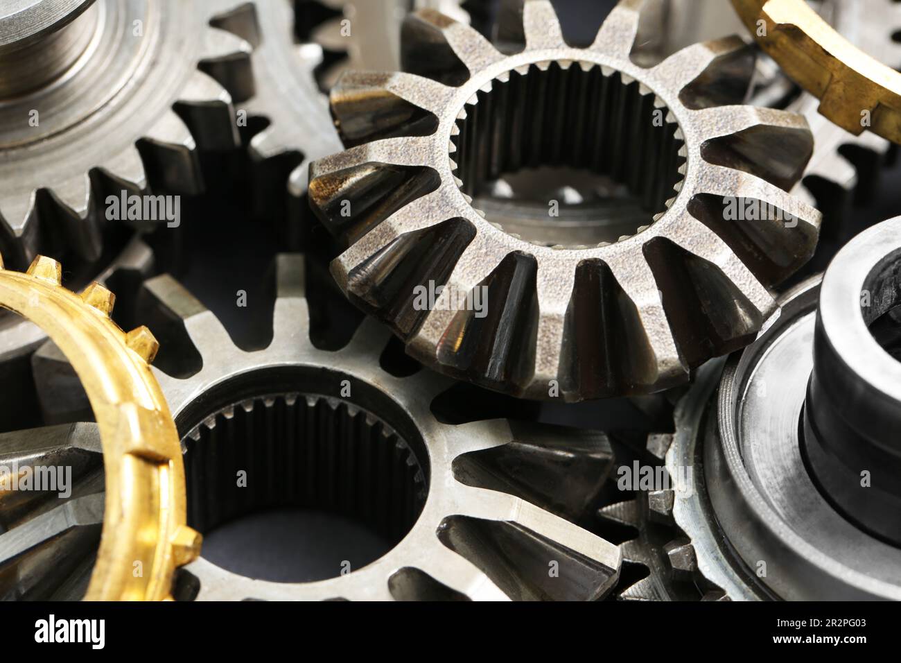 Many different stainless steel gears as background, closeup Stock Photo ...