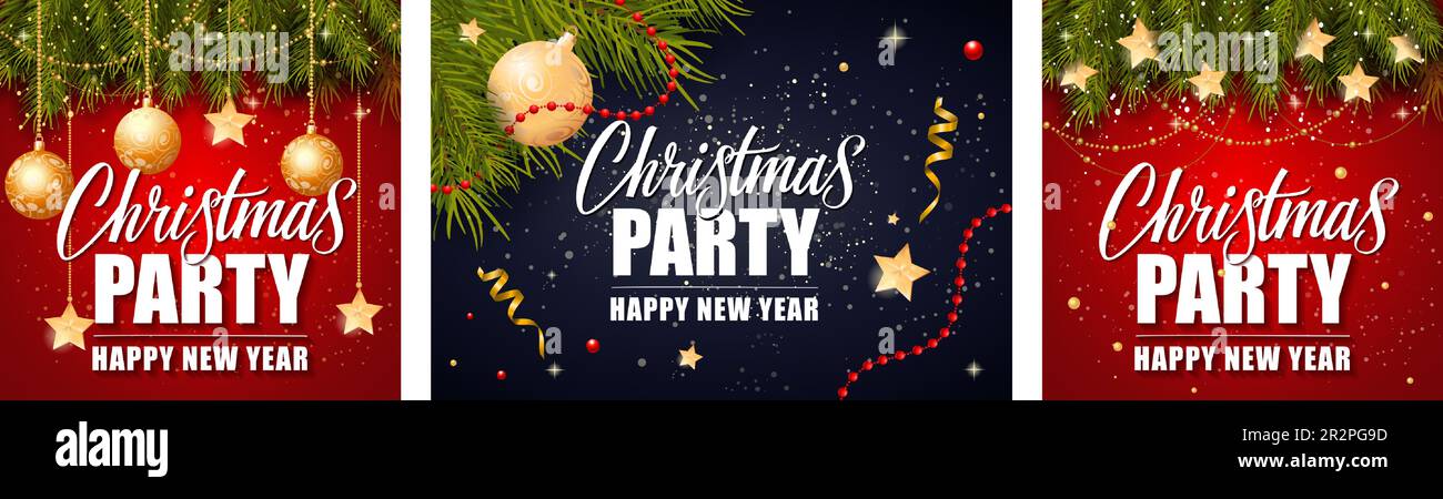 Christmas Party announcement poster set Stock Vector Image & Art - Alamy