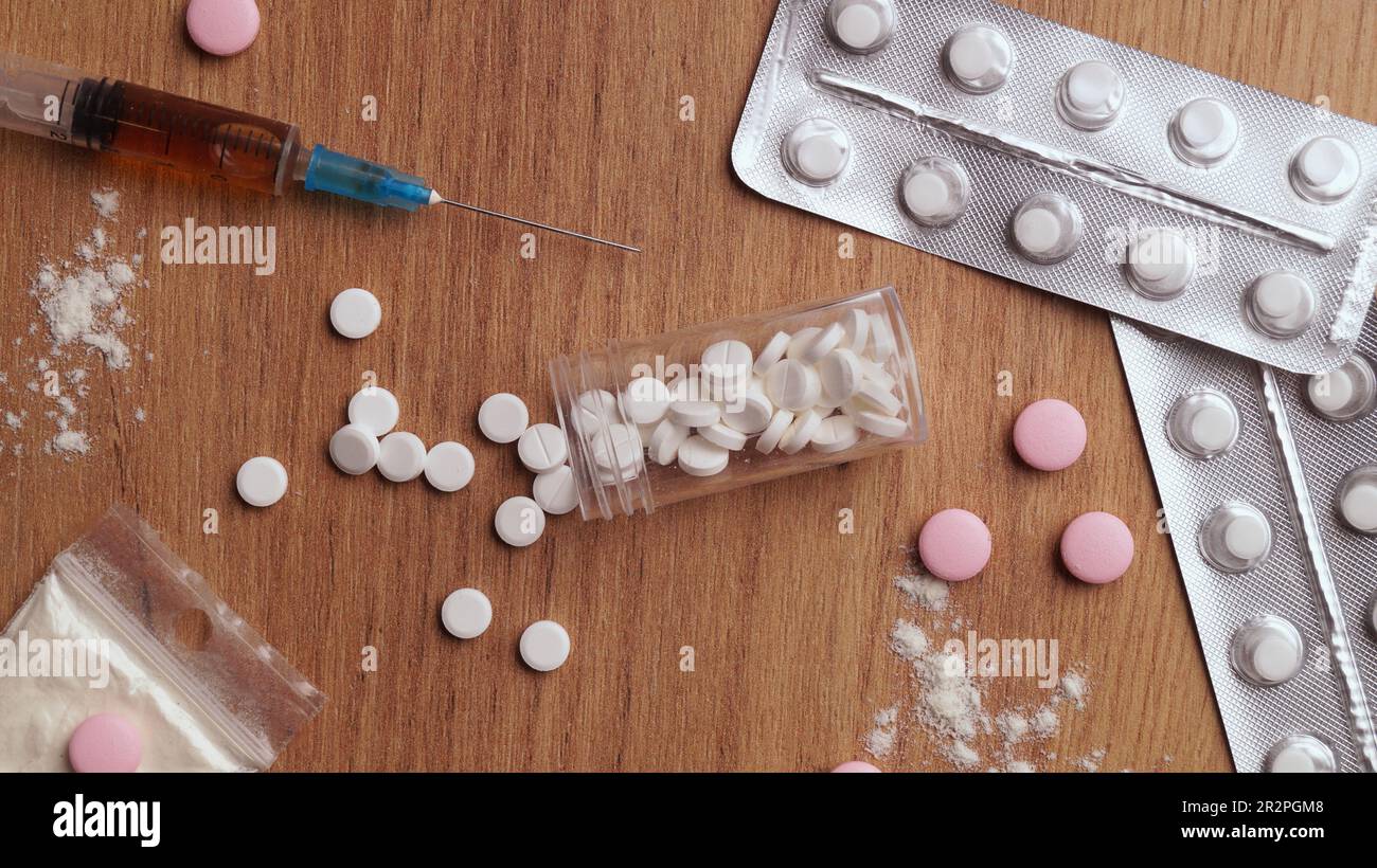 Different hard drugs on hi-res stock photography and images - Alamy