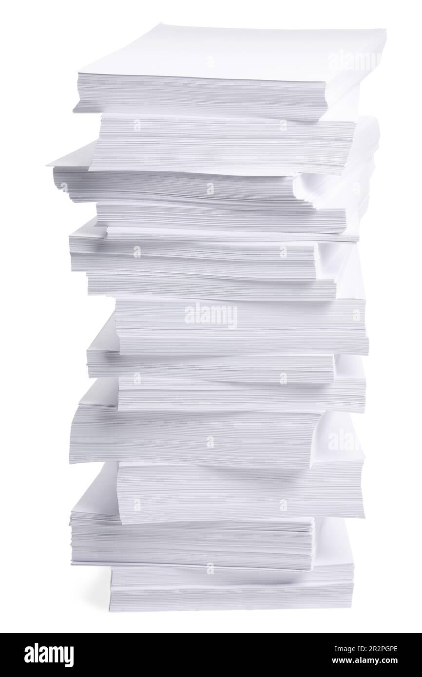 Stack of paper sheets on white background Stock Photo - Alamy