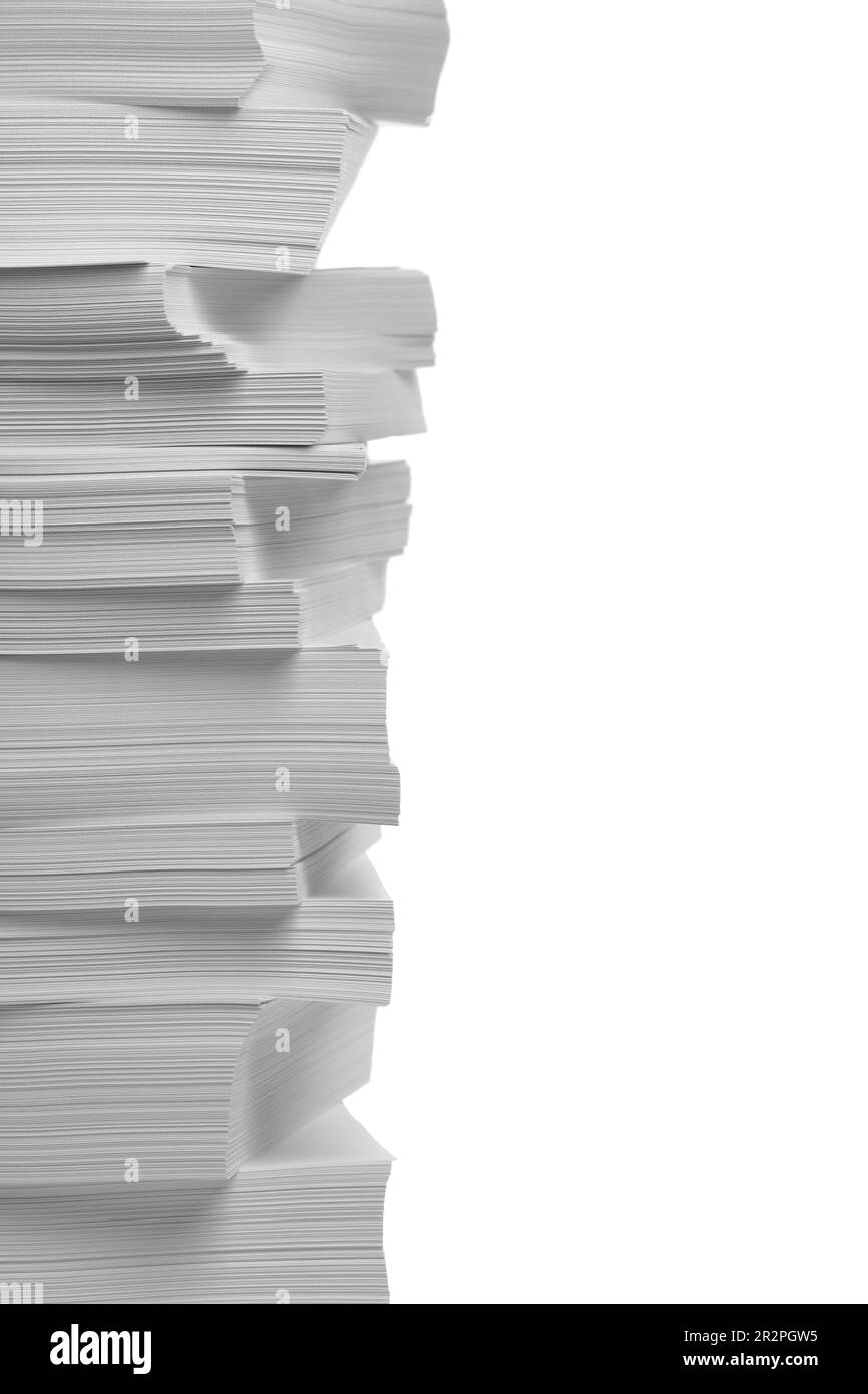 Stack of paper sheets on white background Stock Photo - Alamy