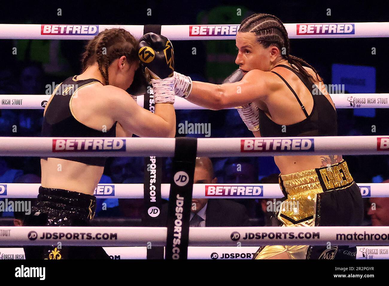 Britain's Chantelle Cameron, right, lands a punch on Ireland's Katie ...