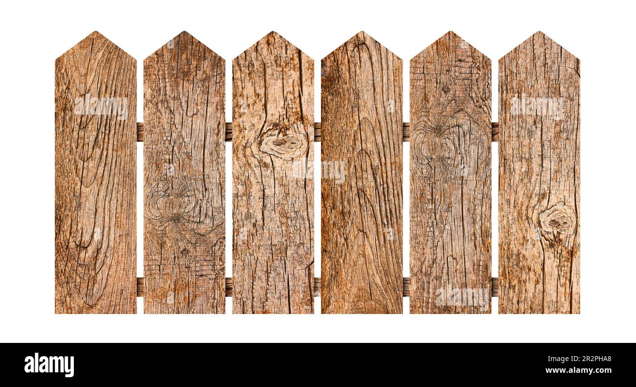 Wooden fence made of old timber isolated on white Stock Photo - Alamy