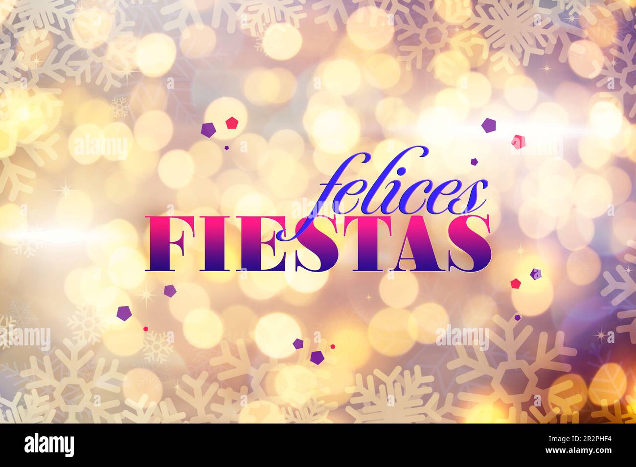 Felices Fiestas. Festive greeting card with happy holiday's wishes in ...