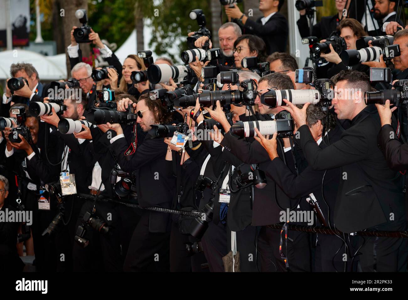 Photographers seen at the 'Killers of the Flower Moon' premiere during ...